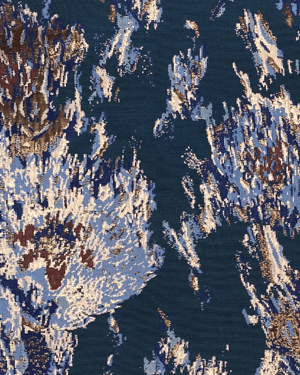 BLUE FLORAL JACQUARD BROCADE BY THE YARD - DEADSTOCK FABRIC
